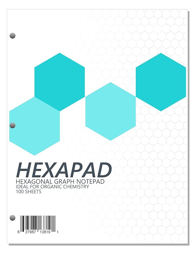 Organic Chemistry Notebook Hexagon Graph Paper Notepad, 100 pages, 1/4 ...