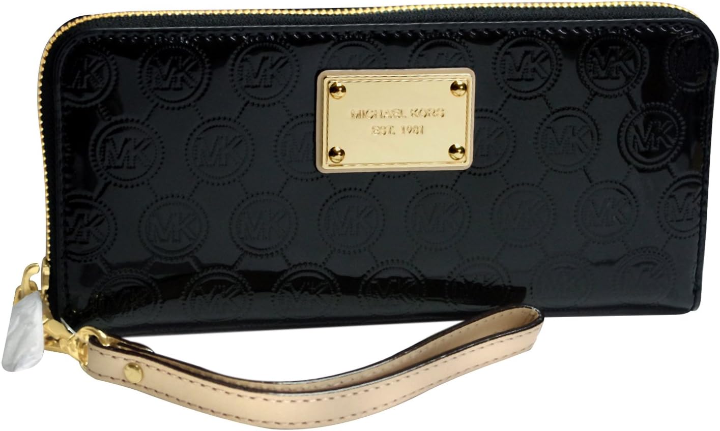 Michael Kors Black Tech Continental MK Monogram Metallic Wallet ...