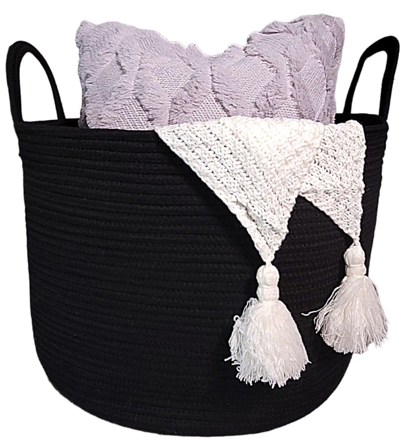 Amazon.com: OTON HOME Extra Large Black Baskets for Blankets - Black ...