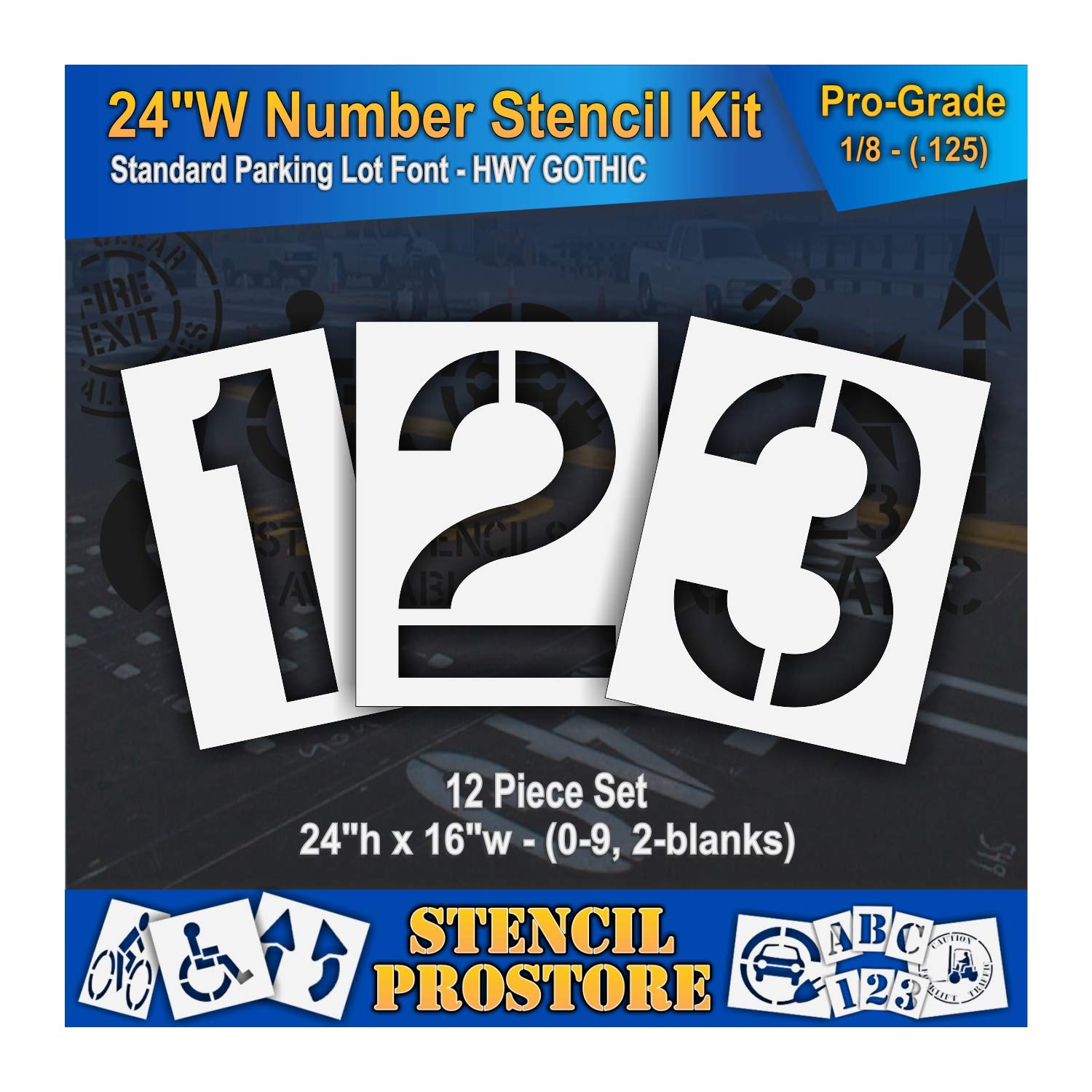 Pavement Stencils 24 Inch Number Kit Stencil Set 12 Piece | Desertcart ...