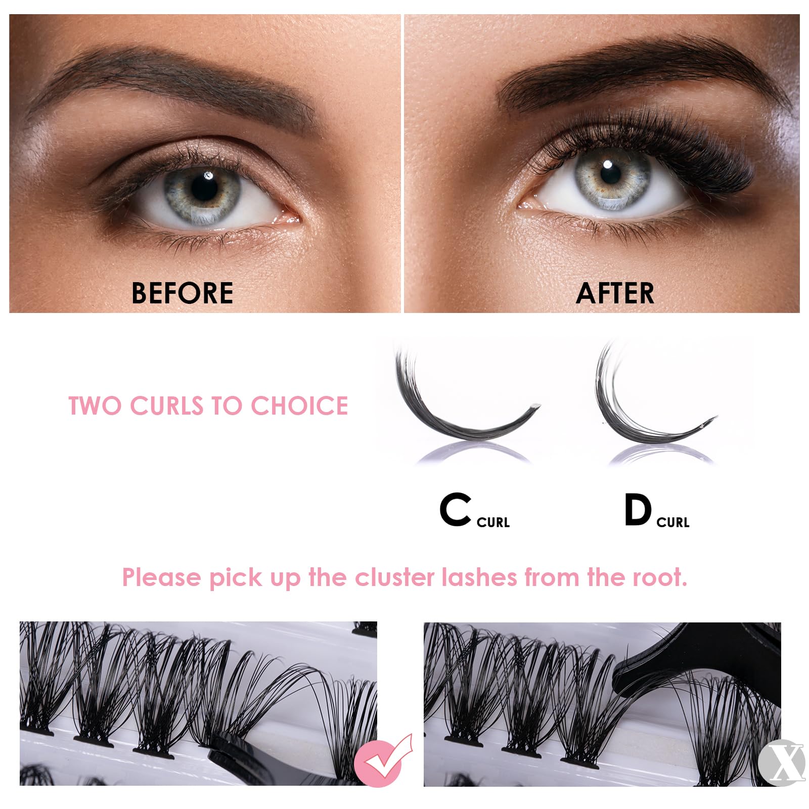 Snapklik.com : VICILEY Lash Extensions Kit 200 Pcs Lash Clusters ...