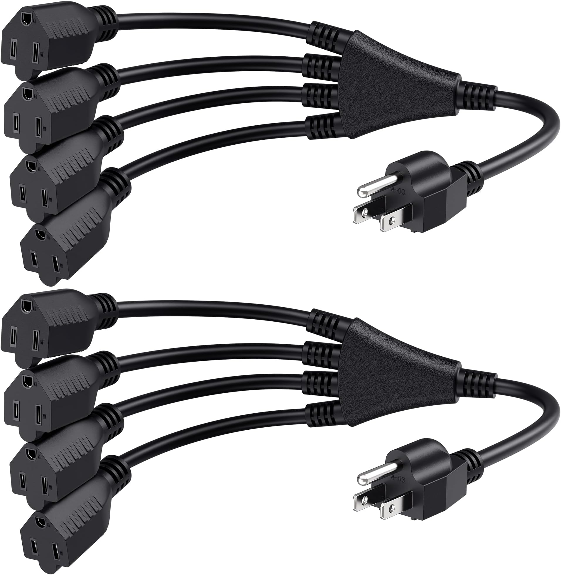 Amazon.com: Cable Matters 2-Pack 4 Outlet Power Splitter Cord - 1.5ft ...