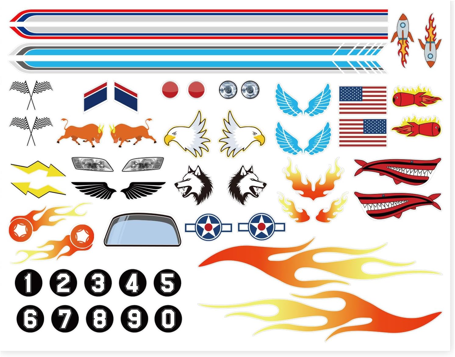 Amazon.com: OCQOTAT 3 Pcs Derby Car Sticker Set-Racing Numbers, Flags ...