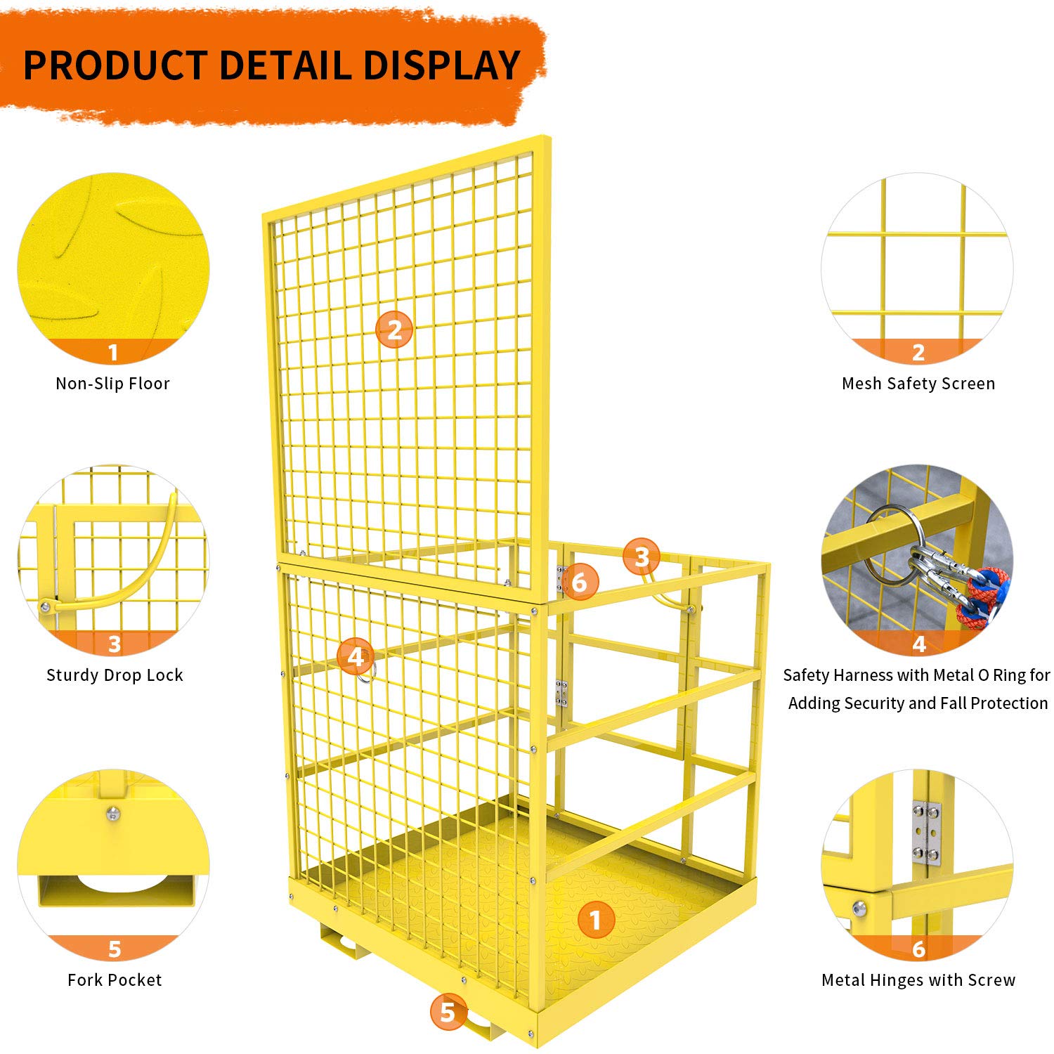 YINTATECH Forklift Cage Work Platform Safety Cage with Safety Harness ...