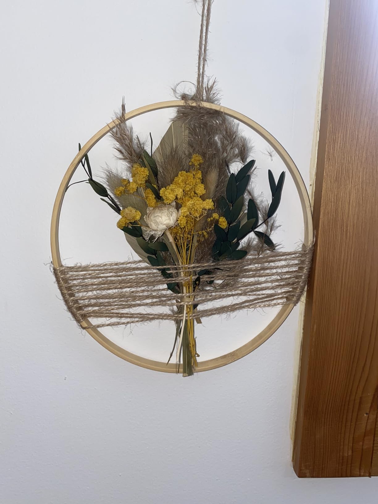 Amazon.com: Nabangbl Boho Dried Plants Wooden Wreath,Wall Decor,Rustic ...