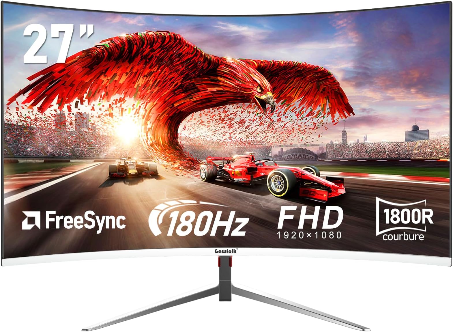 Gawfolk Monitor de PC Curvo para Juegos de 27 Pulgadas y 180 Hz, FHD ...