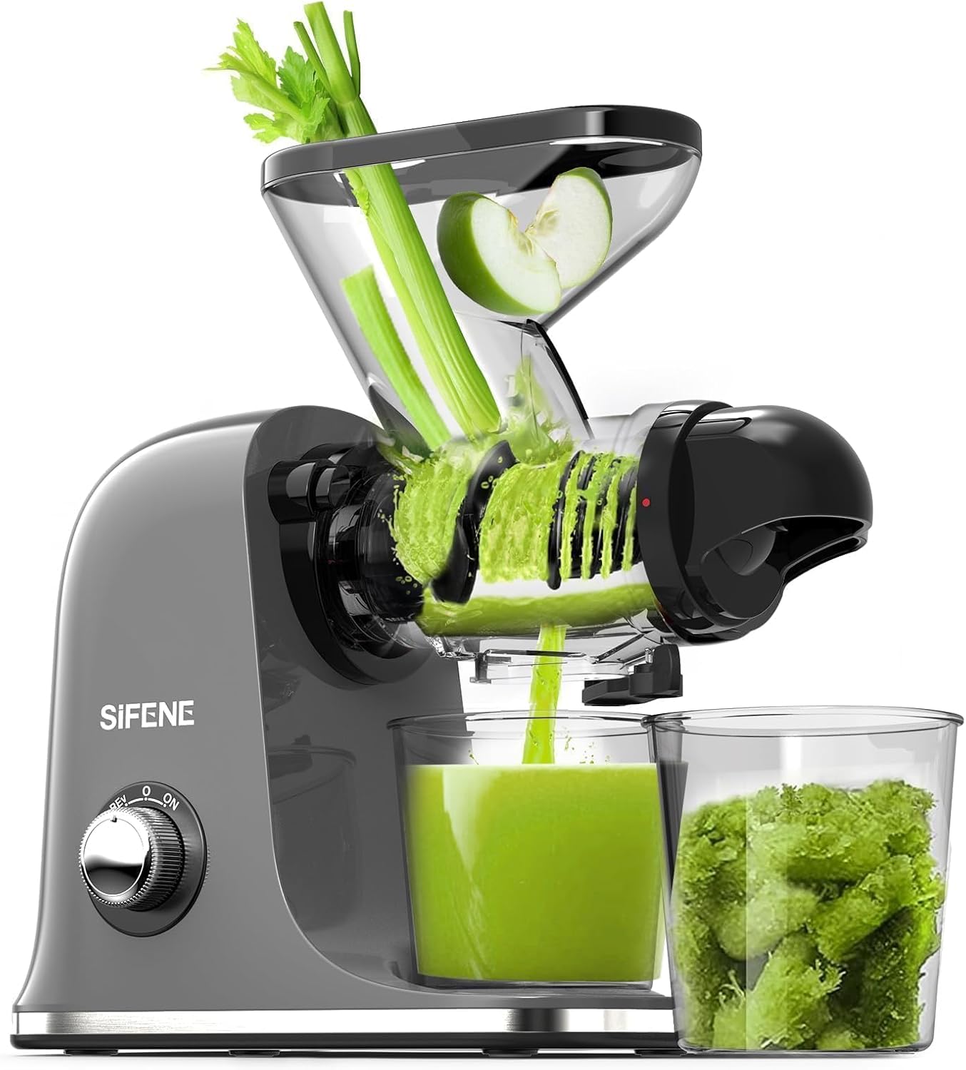 SiFENE Cold Press Juicer Machine, Compact Single Serve Slow Masticating ...
