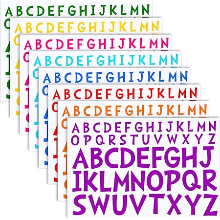 Amazon.com : 8 Sheets Letter Stickers 1 Inch 2 Inch Stick on Vinyl ...