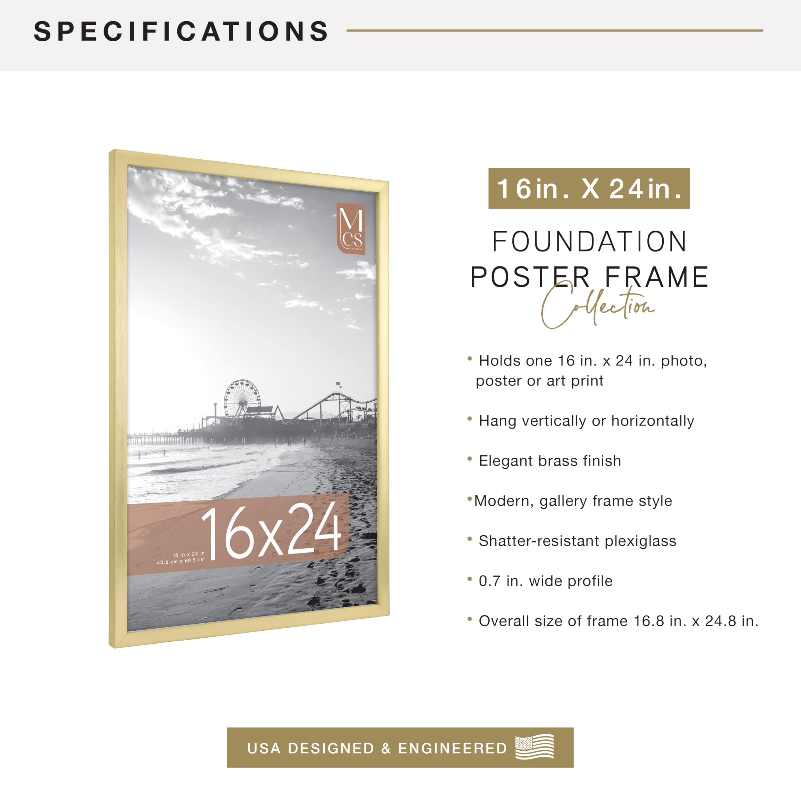 Snapklik.com : MCS Foundation 16x24 Poster Frame Traditional Brass ...