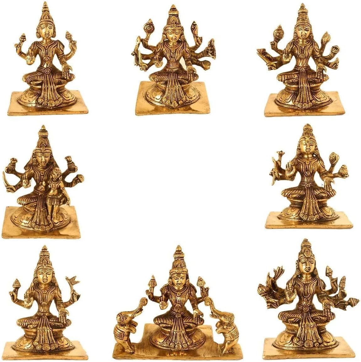 Amazon.com: Diwali Puja Brass Goddess Ashtalakshmi Statue Ashta Lakshmi ...