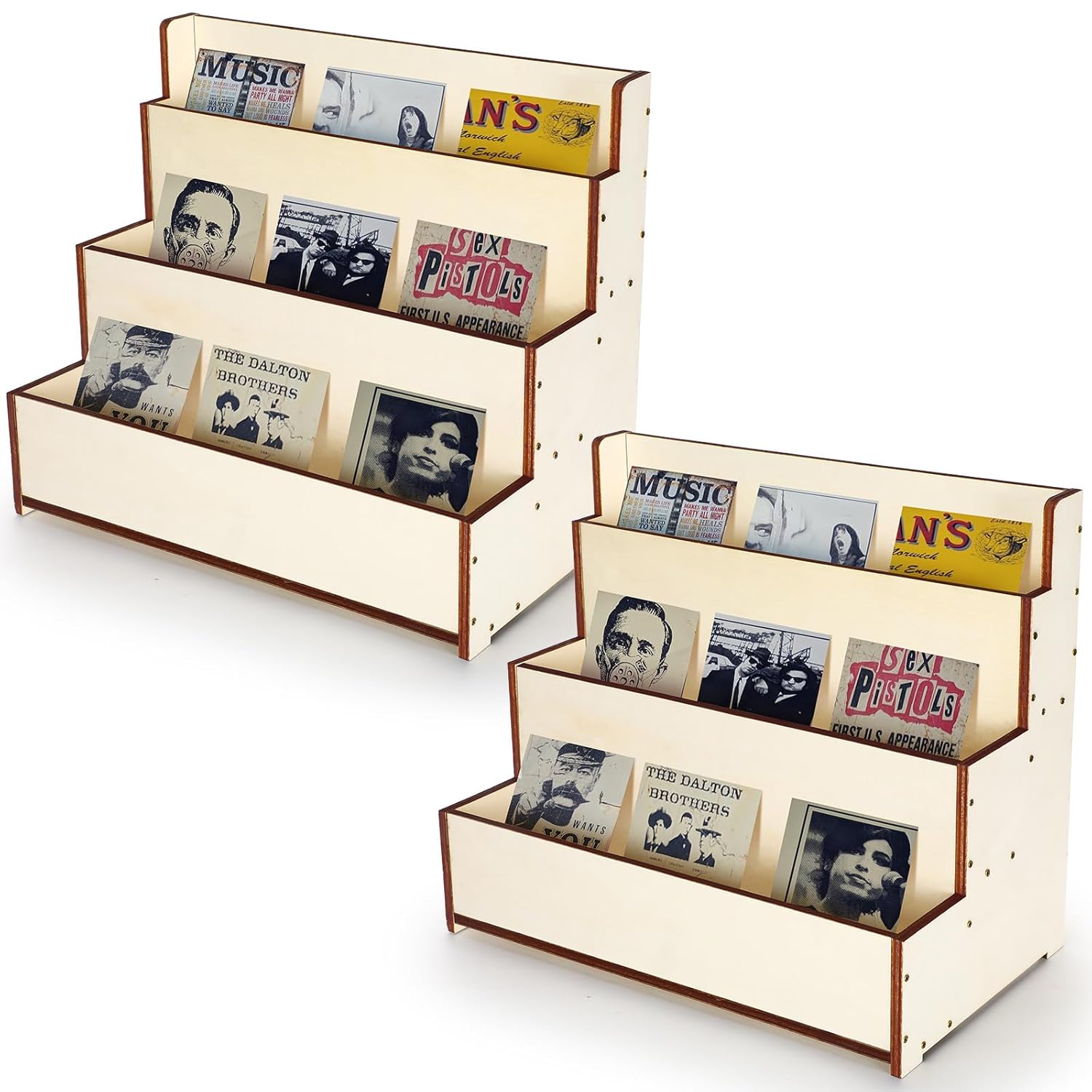 Amazon.com: Wenqik 2 Pcs 3 Tier Wooden Greeting Card Display Stand ...