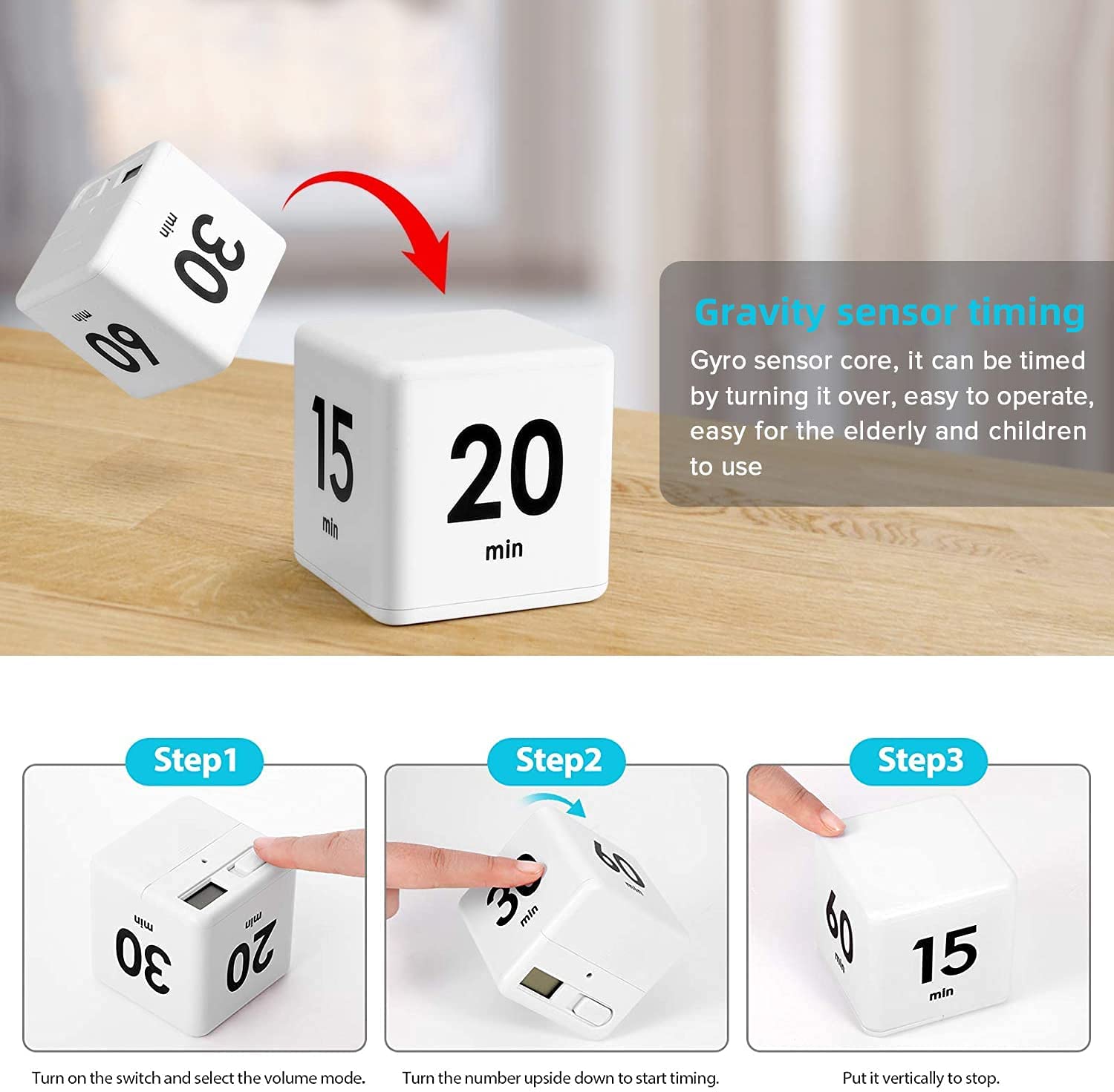 Snapklik.com : JOYIT 2 Pcs Cube Timer Set - 2.6 Inch Gravity Sensor ...