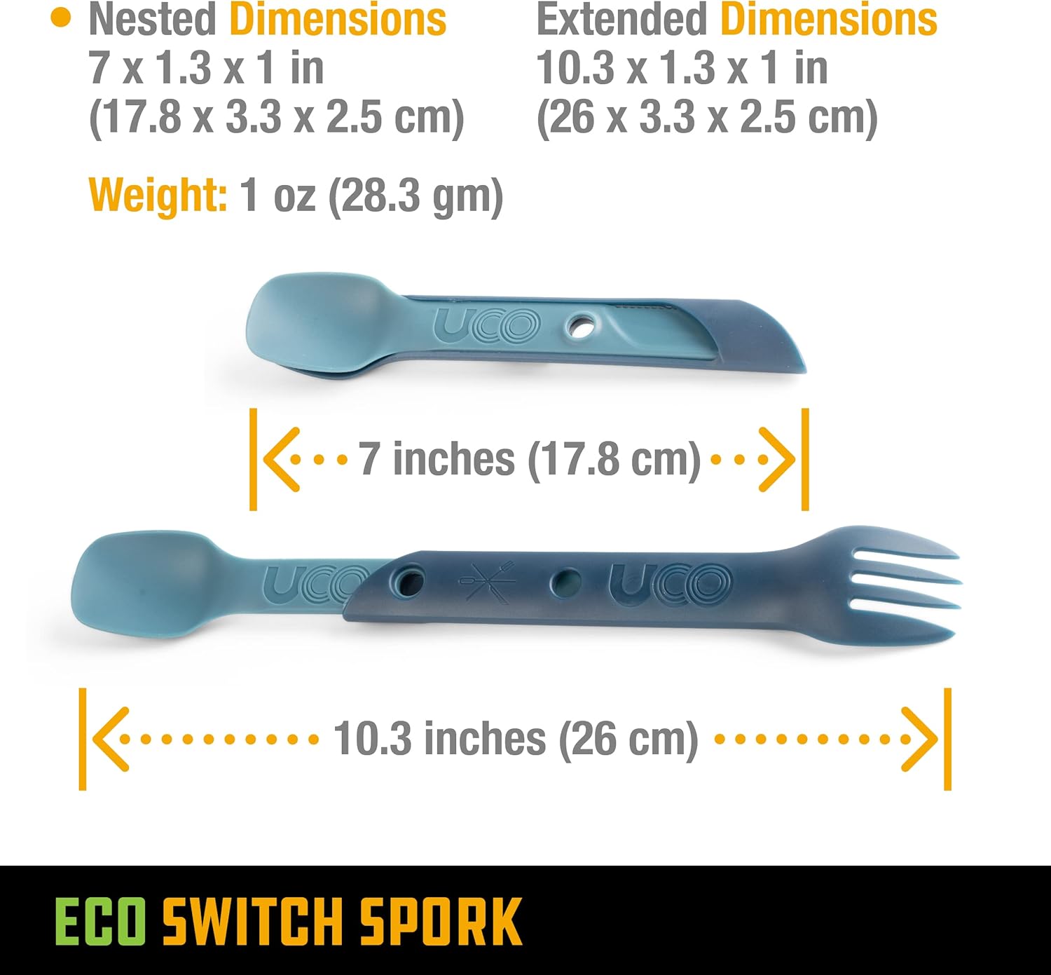 Juego de utensilios de camping integrado ECO Switch Spork de UCO Recycled de 2 piezas