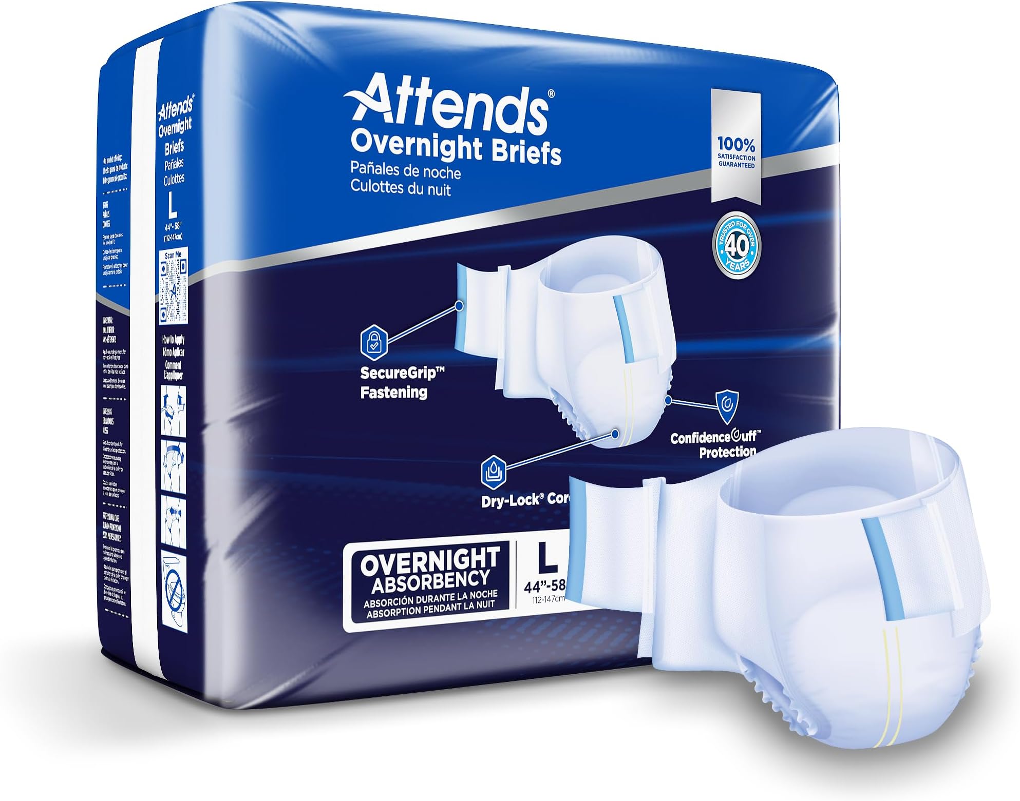 Amazon.com: Attends Overnight Briefs with tabs for Adult Incontinence ...
