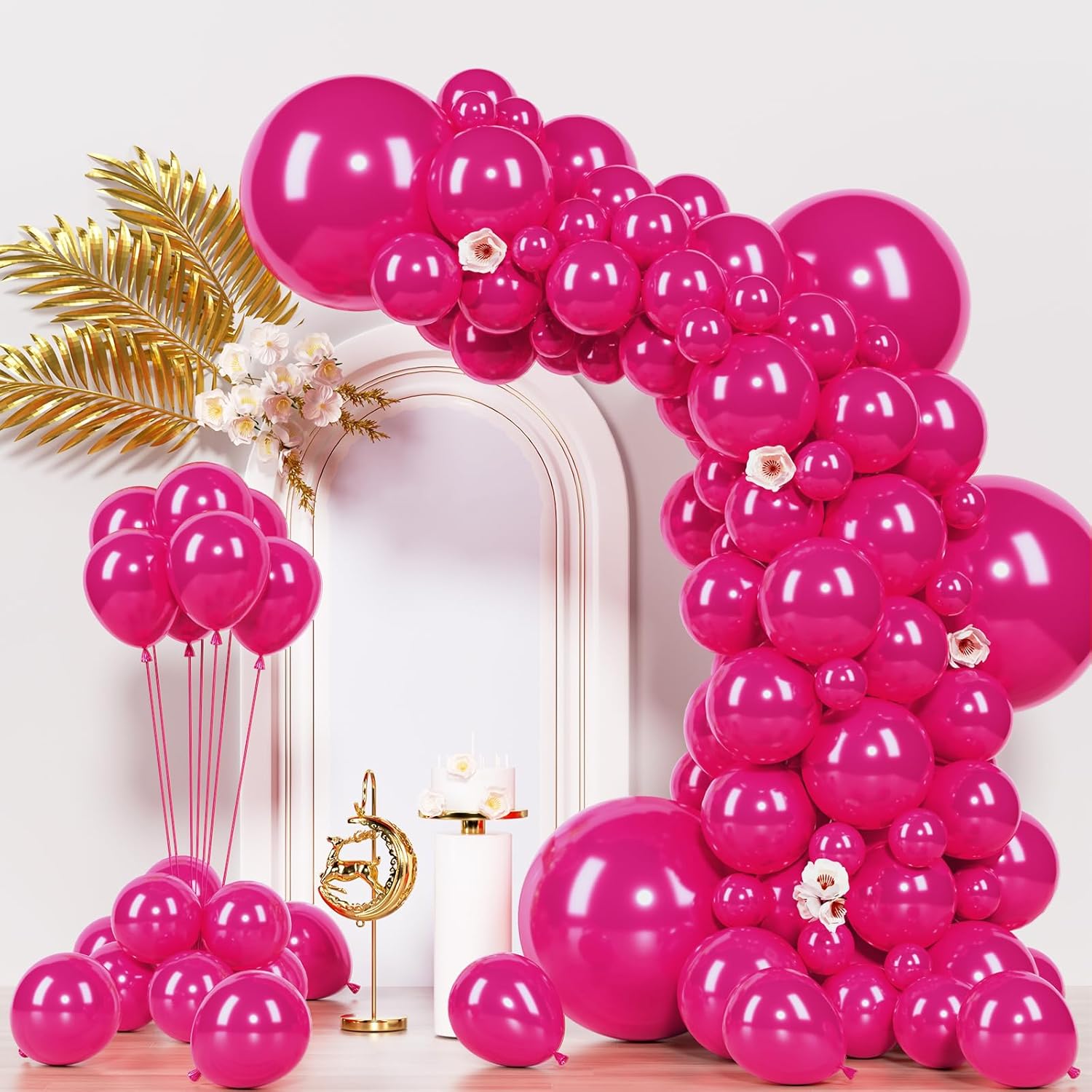 Amazon.com: 113 Pcs Hot Pink Balloons Magenta Pink Balloon Arch Kit 18/12/10/5 Inch Pink Balloon ...