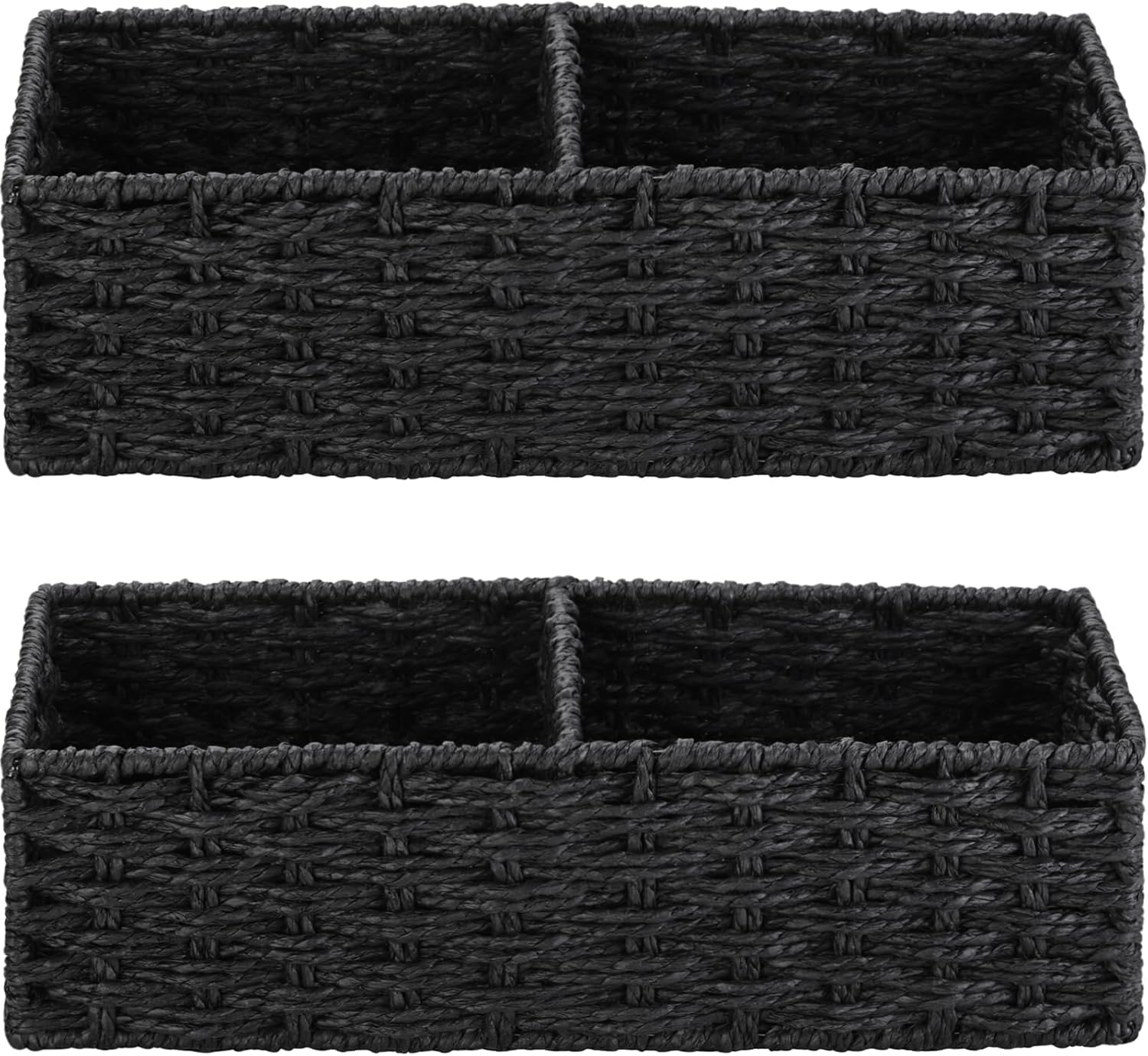 Amazon.com: Vagusicc 2-Section Wicker Storage Basket, Hand-Woven Paper ...