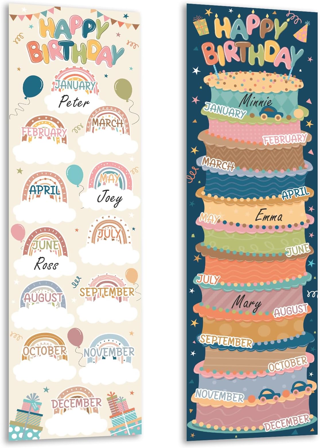 Amazon.com : Watercolor Happy Birthday Poster Chart Classroom Bulletin ...
