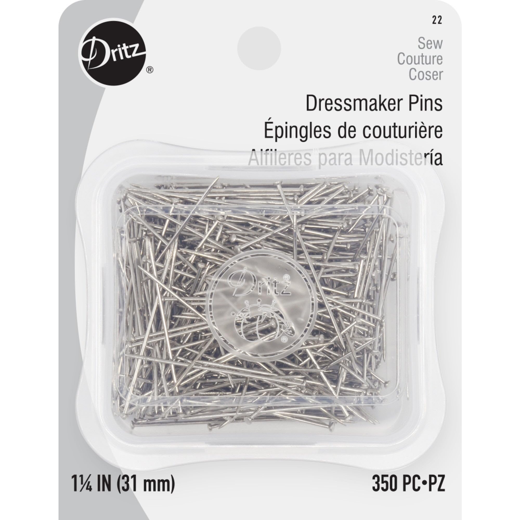 Amazon.com: Dritz 22 Dressmaker Pins, 1-1/4-Inch (350-Count), Nickel