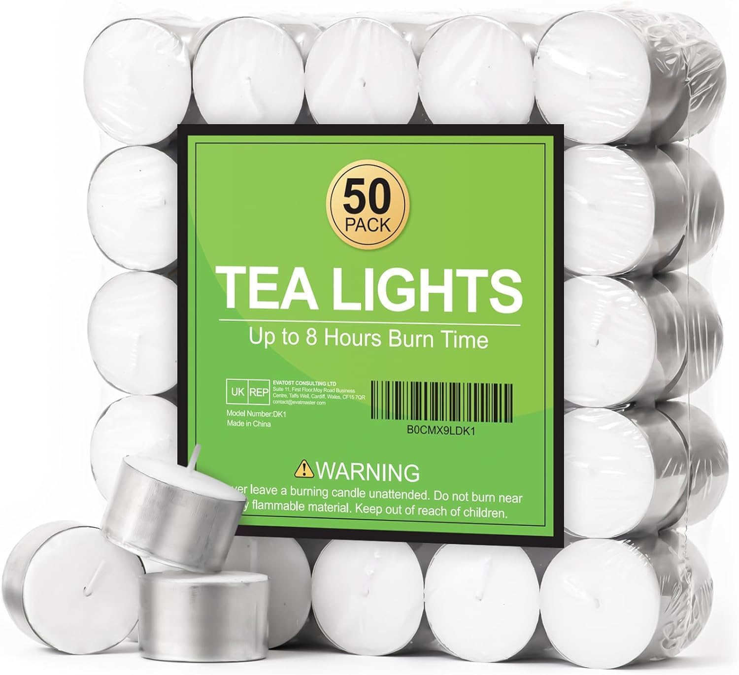8 hour Tea lights Candles (100 Pack) - White Long Lasting Tea Lights ...