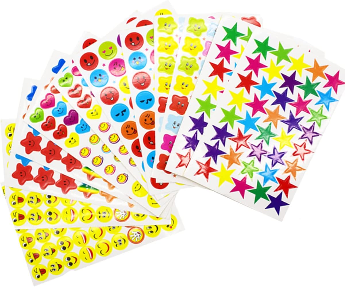 Liuer 2000PCS Aufkleber Kinder, Sticker Set Smile Star Muster Lehrer ...