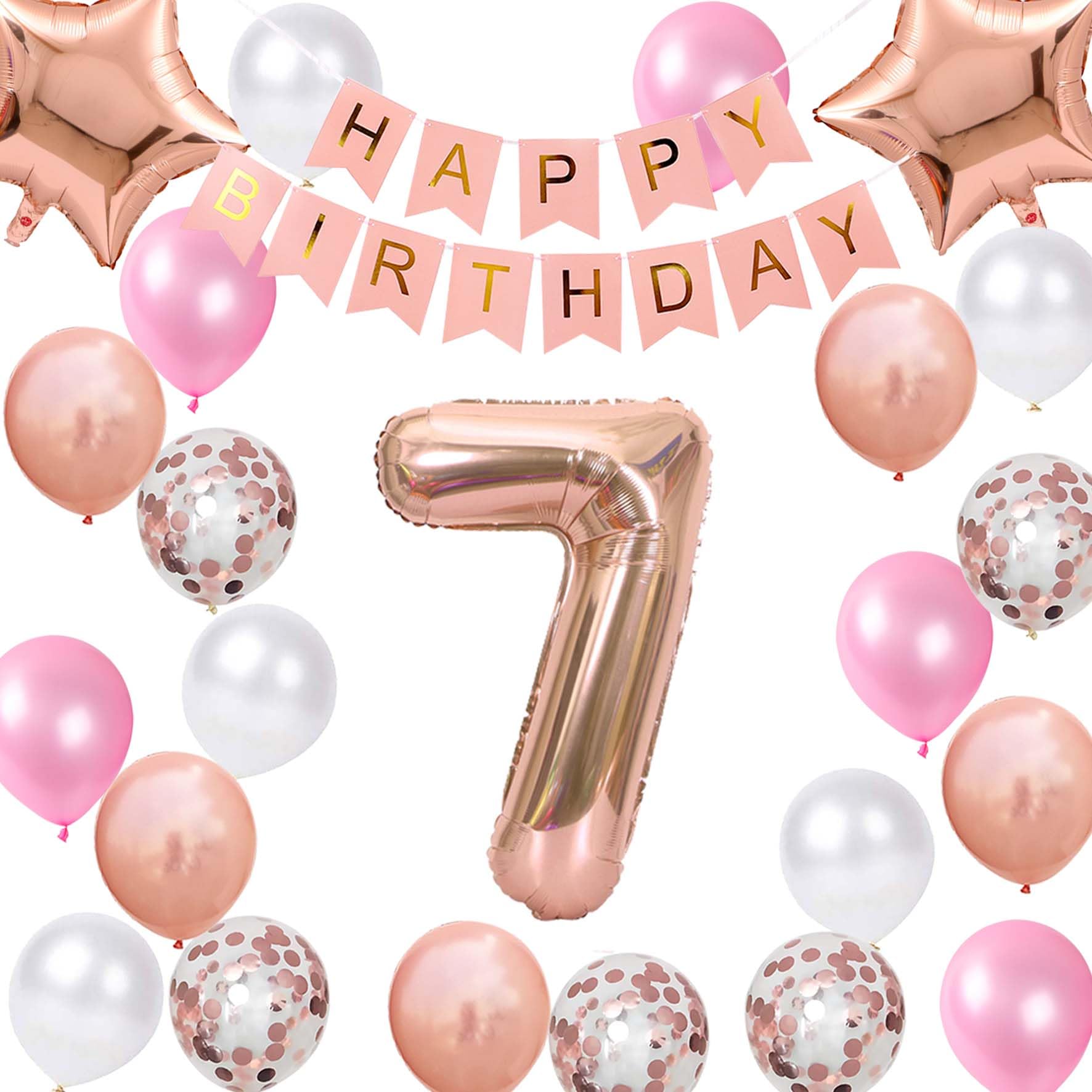 Amazon.com: 7th Birthday Decorations Rose Gold for Girls, 7th Birthday ...