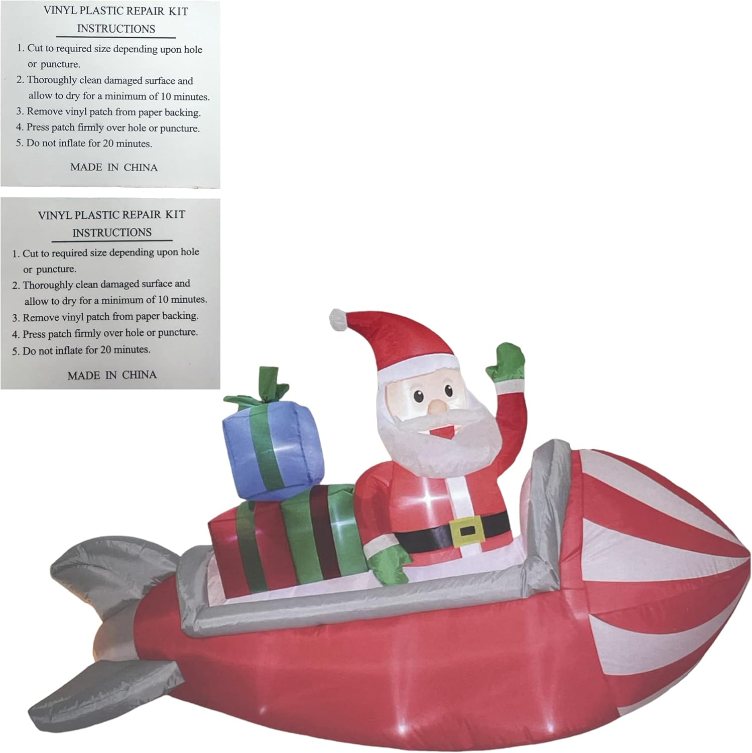 Amazon.com: Santa in Rocket with Flashing Flickering Flame Christmas ...