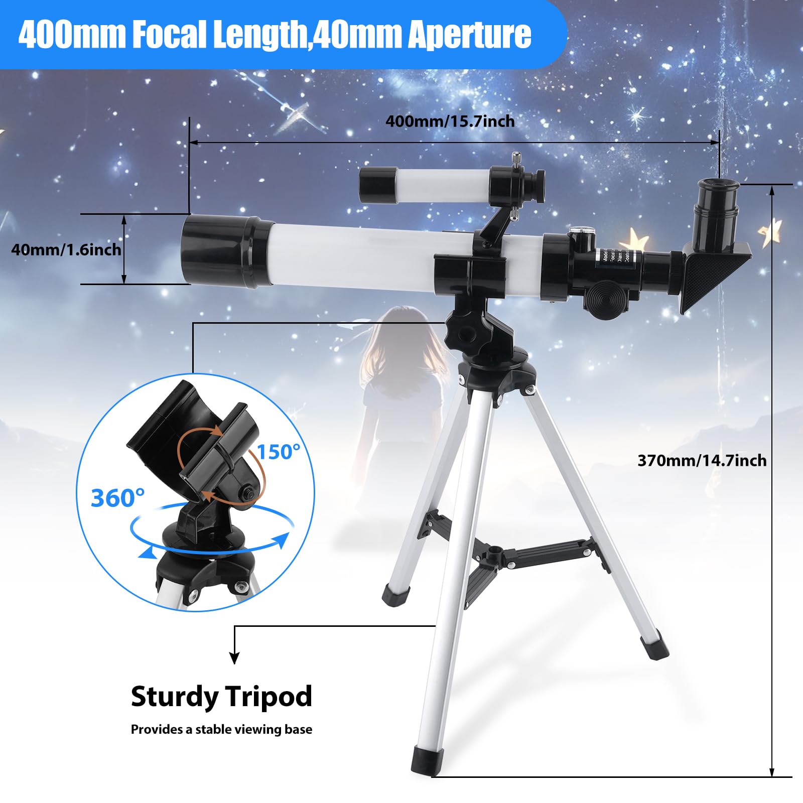 Telescope for Kids & Beginners Adults 40/400mm Astronomical Telescopes ...