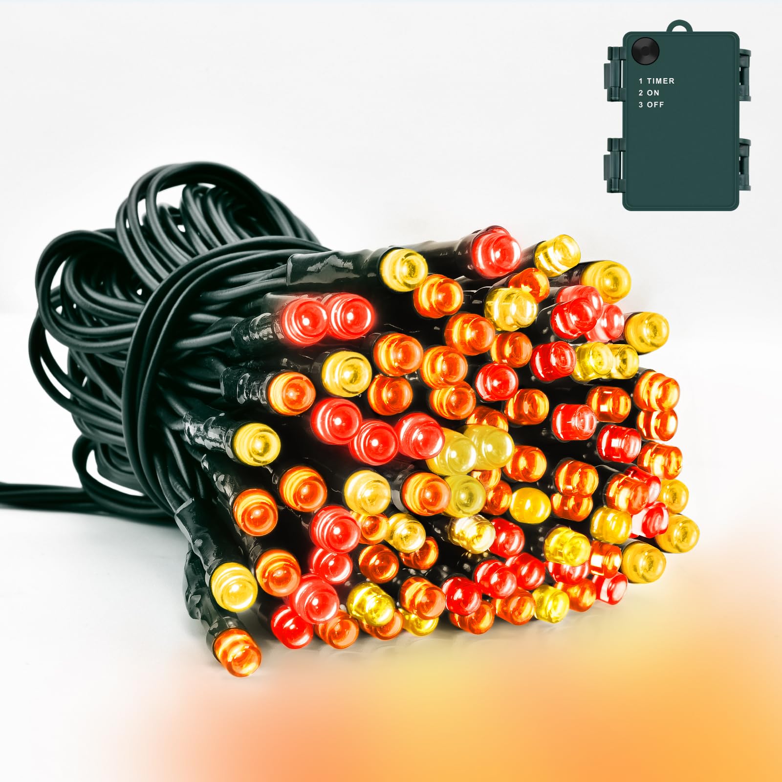 Dalugo Christmas Lights Red Orange Yellow, 5M 50 LED Battery Operated ...