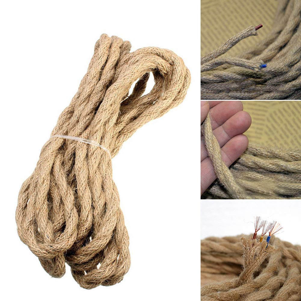Electrical Wire Rope, 16.4ft 2 Core Vintage Fabric Lighting Cable Linen ...