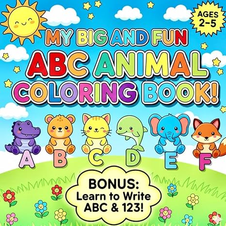 ABC Animal Coloring Book for Kids Ages 2-5: 100-Page Big Square Book ...