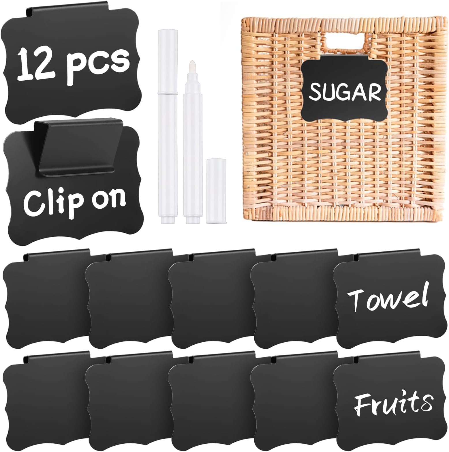 Amazon.com : 18 Pcs Basket Labels for Storage Bins, Black Removable Bin ...