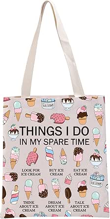 Amazon.com: G2TUP Ice Cream Lover Gift My Spare Time Ice Cream Tote Bag ...
