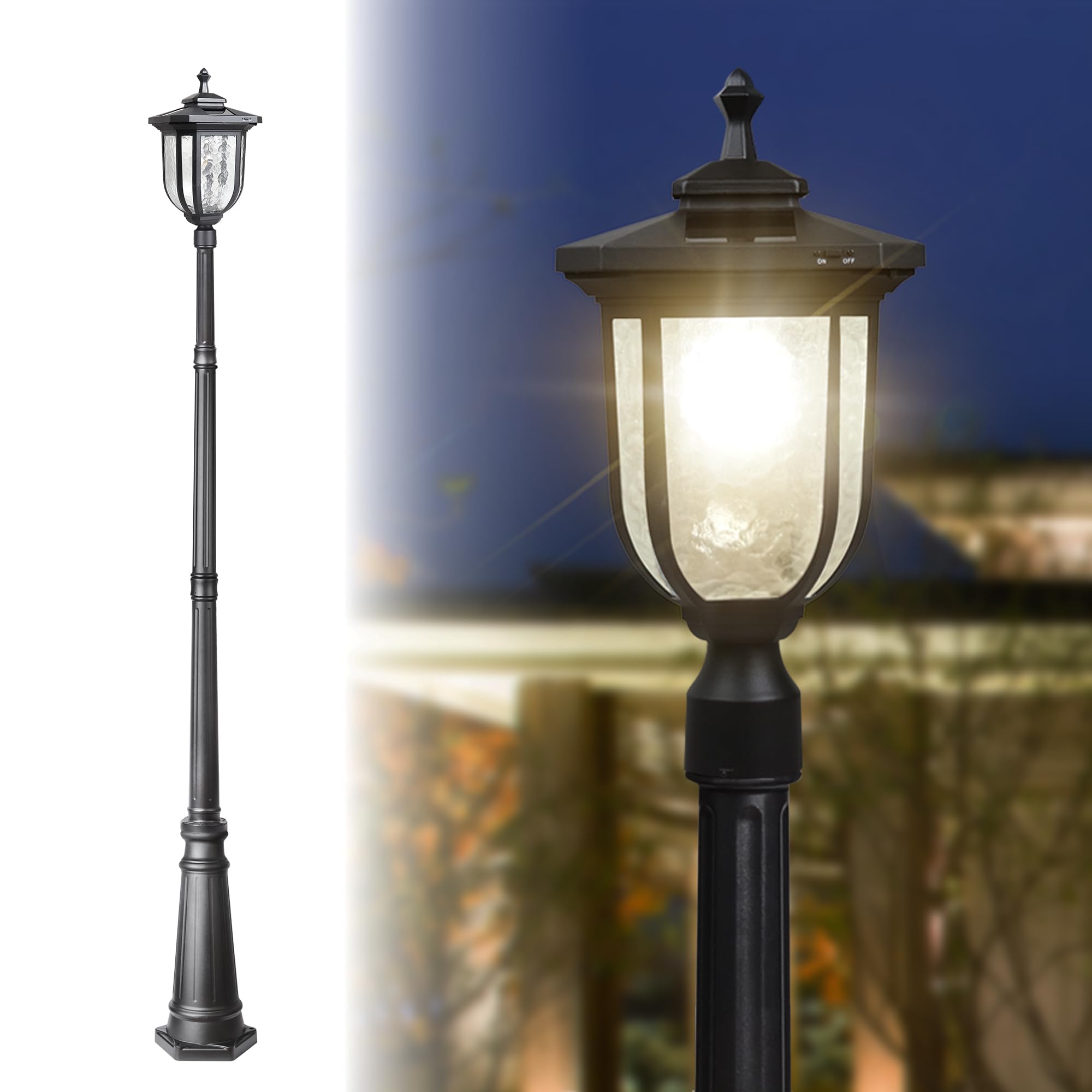 ST4322C LED Solar Post Light Outdoor Vintage Solar Lamp Post Light ...