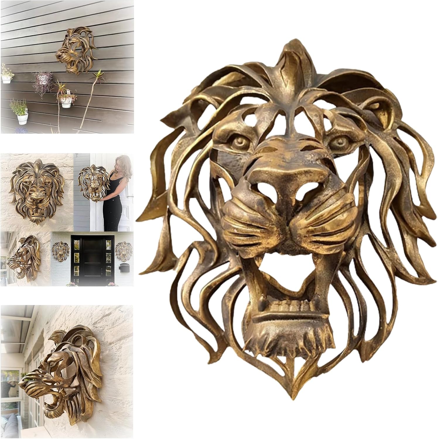 Amazon.com: NEZIH Rare Find-Large Lion Head Wall Mounted Art Sculpture ...