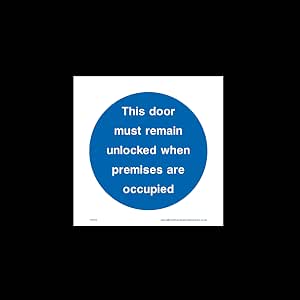 This door must remain unlocked Sticker/Self Adhesive Sign - Fire Exit ...