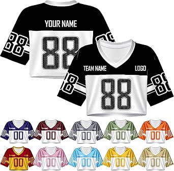 Amazon.com: Custom Cropped Football Jersey for Women Bulk Personalized ...