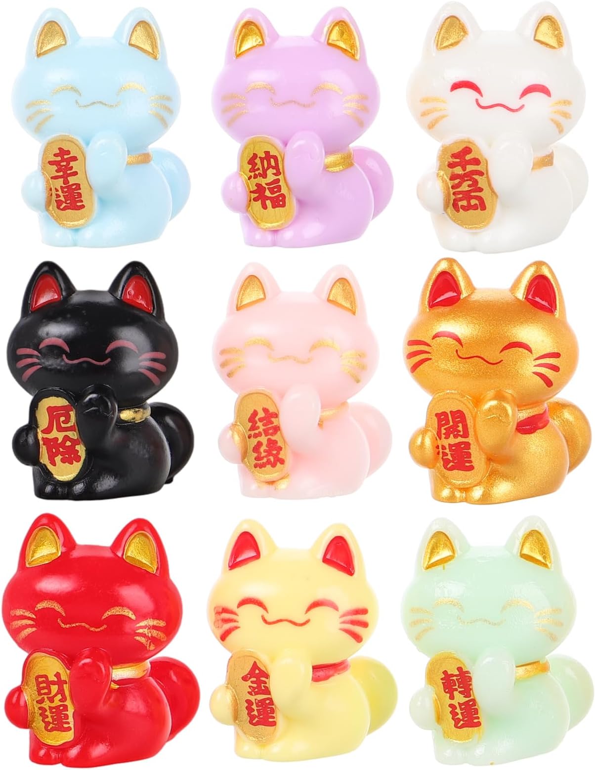 Amazon.com: Toyvian Mini Maneki Statues Ornaments: 9pcs Lucky Beckoning ...