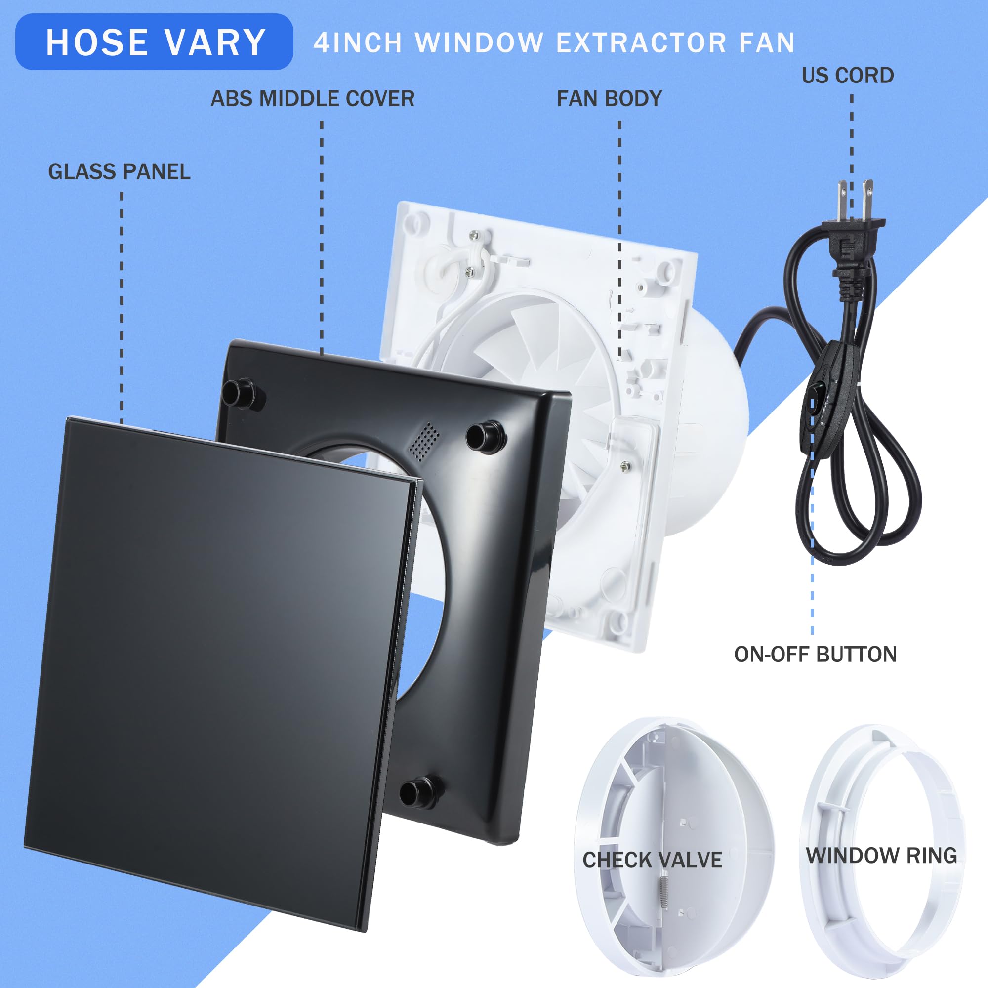 Snapklik.com : Upgraded Glass Panel, 4inch Window Wall Extractor Fan ...