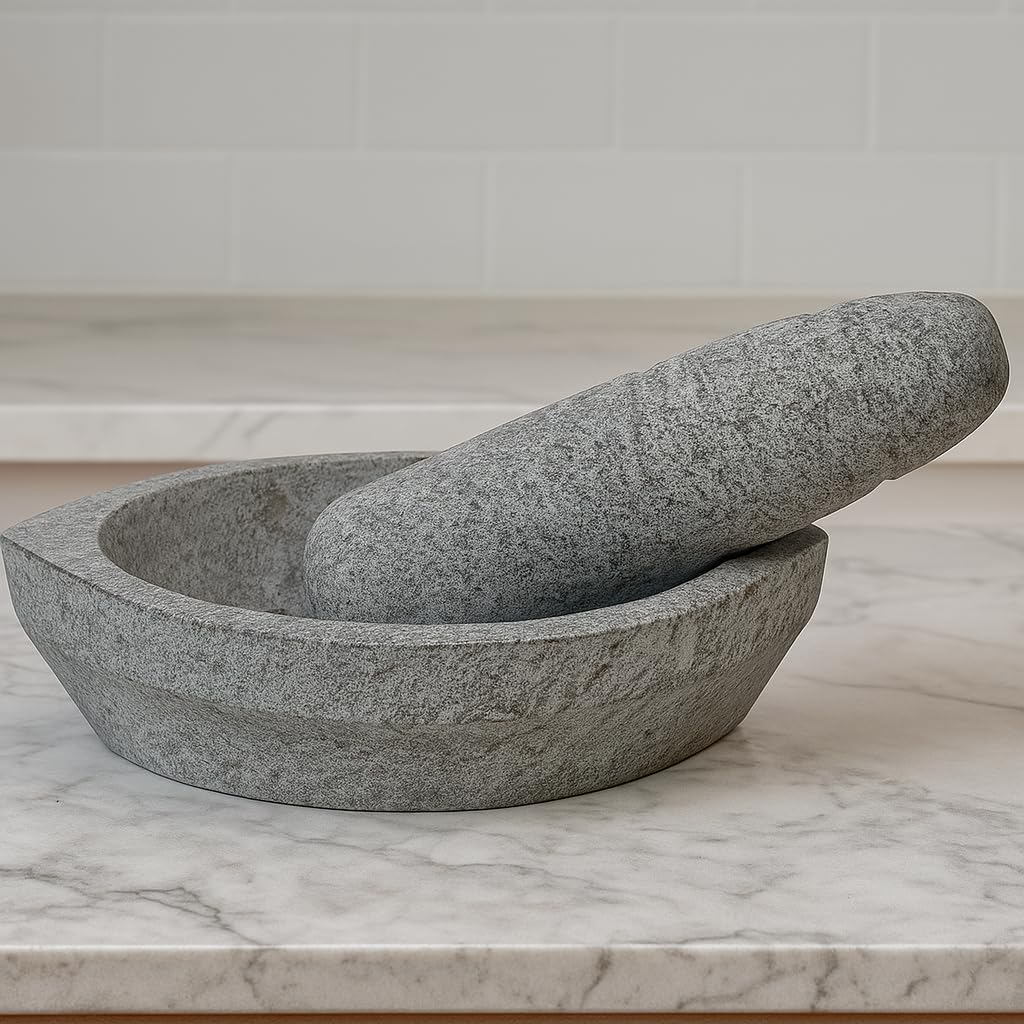 Buy Kalvam Stone 8 Inch Boat Shape | Mortar and Pestle Set | Masher ...