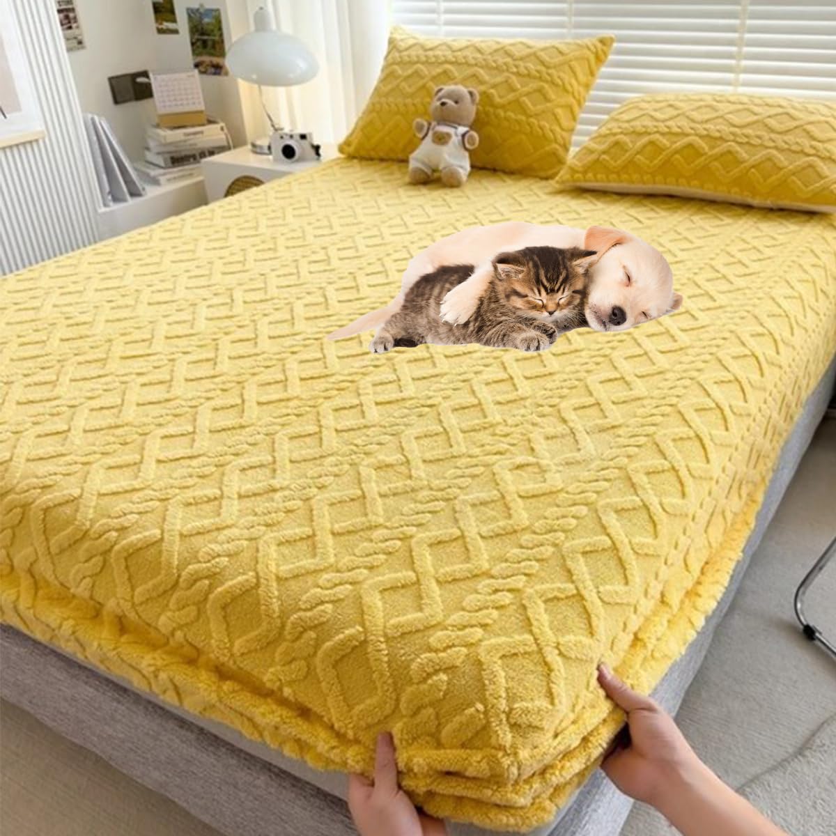 Bonenjoy Plush Bed Sheet, Soft Comfortable All-Round Elastic Plush Bed ...