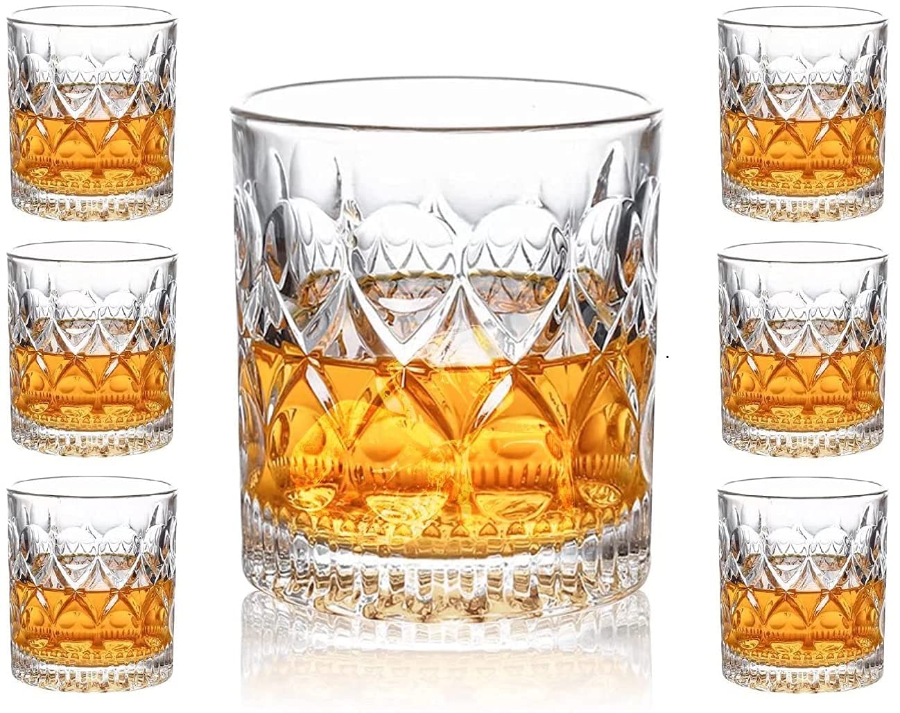 Jawu Italian Premium Diamond Whiskey Glass Set of 2-400 ML Tumbler Set ...