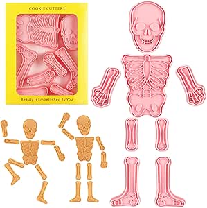 Amazon.com: Halloween Cookie Cutters, 8 Pcs Skeleton Cookie Cutter, Halloween Holiday Stamped ...