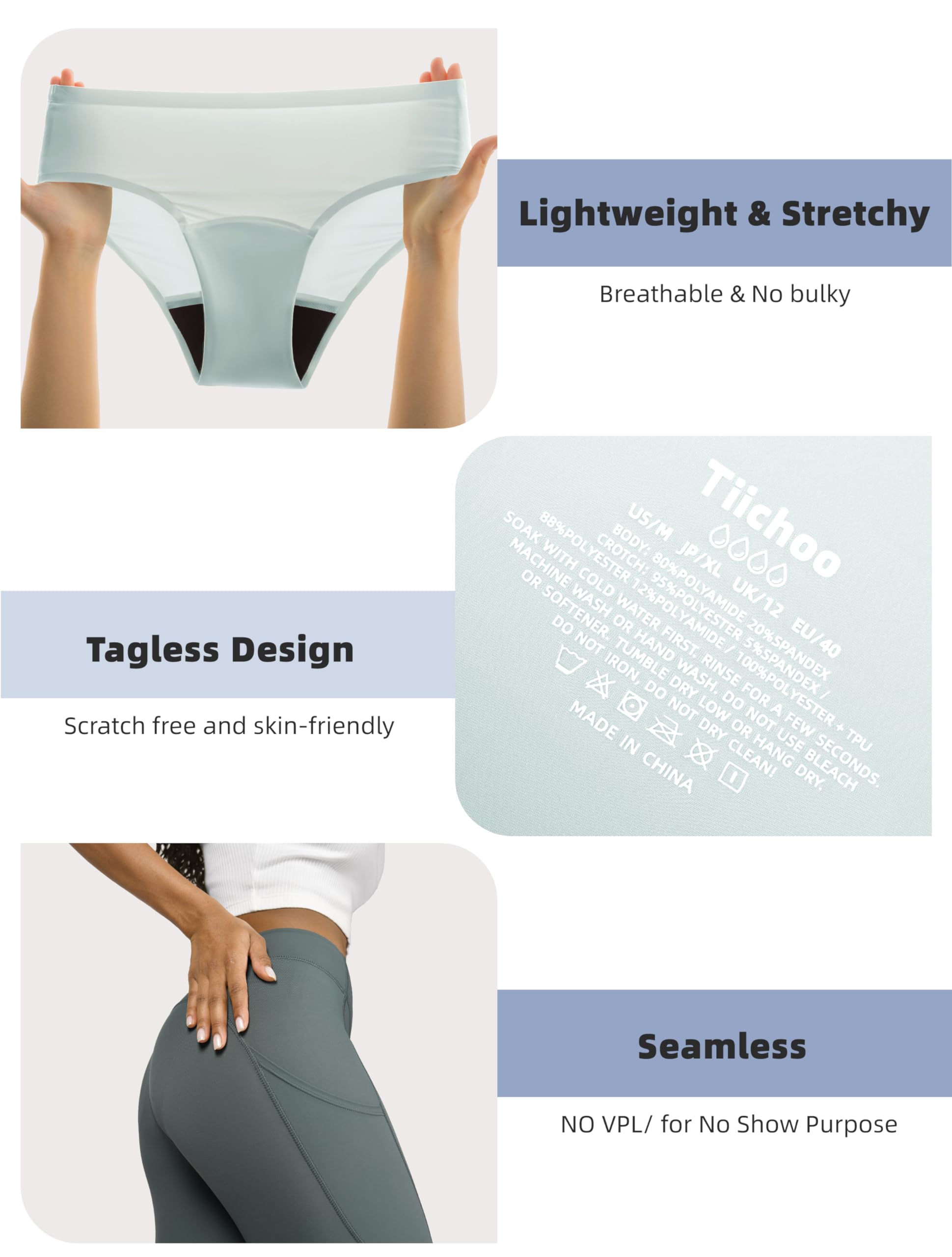 Snapklik.com : TIICHOO Period Underwear Heavy Flow Seamless Period ...