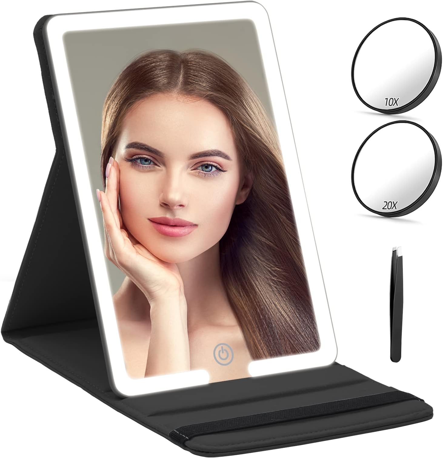 Amazon.com: Jadazror Travel Mirror with LED Lights - 8x5.5inch Lighted ...