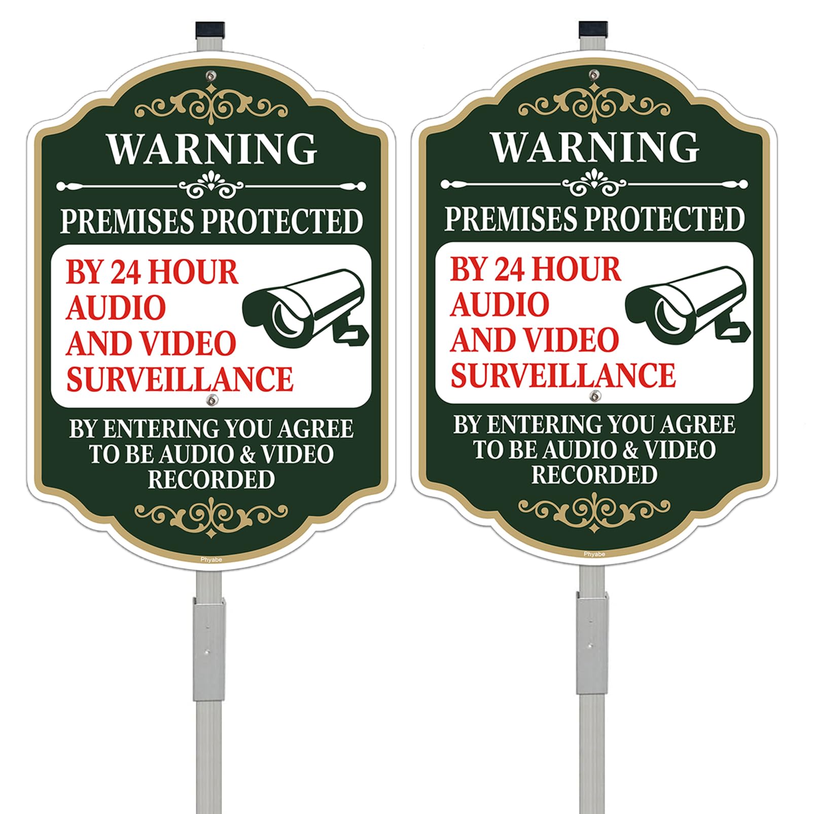 Amazon.com: Phyabe 2 Pack Premises Protected by 24 Audio and Video ...