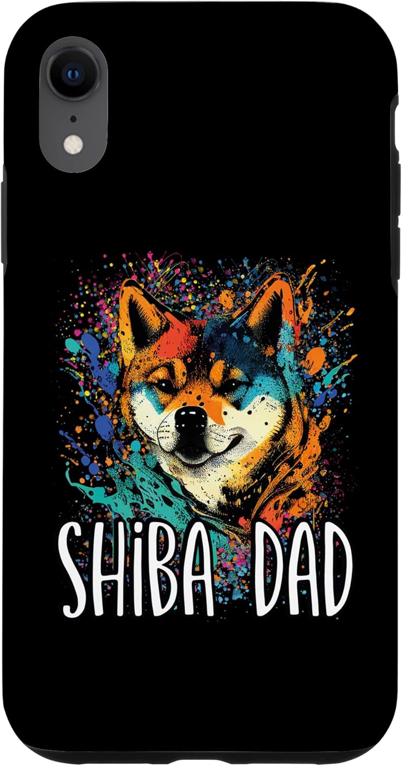 Amazon.com: iPhone XR Colorful Splash Art Shiba Inu Dad Portrait Puppy ...