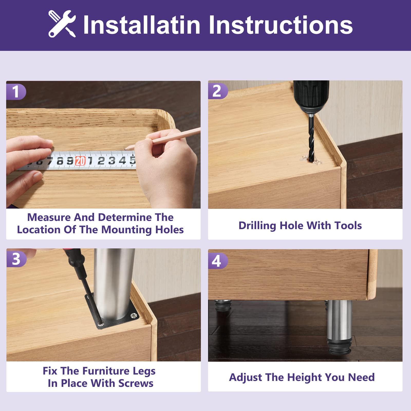 Snapklik.com : Masendelk 8 Inch Metal Furniture Legs Stainless Steel ...