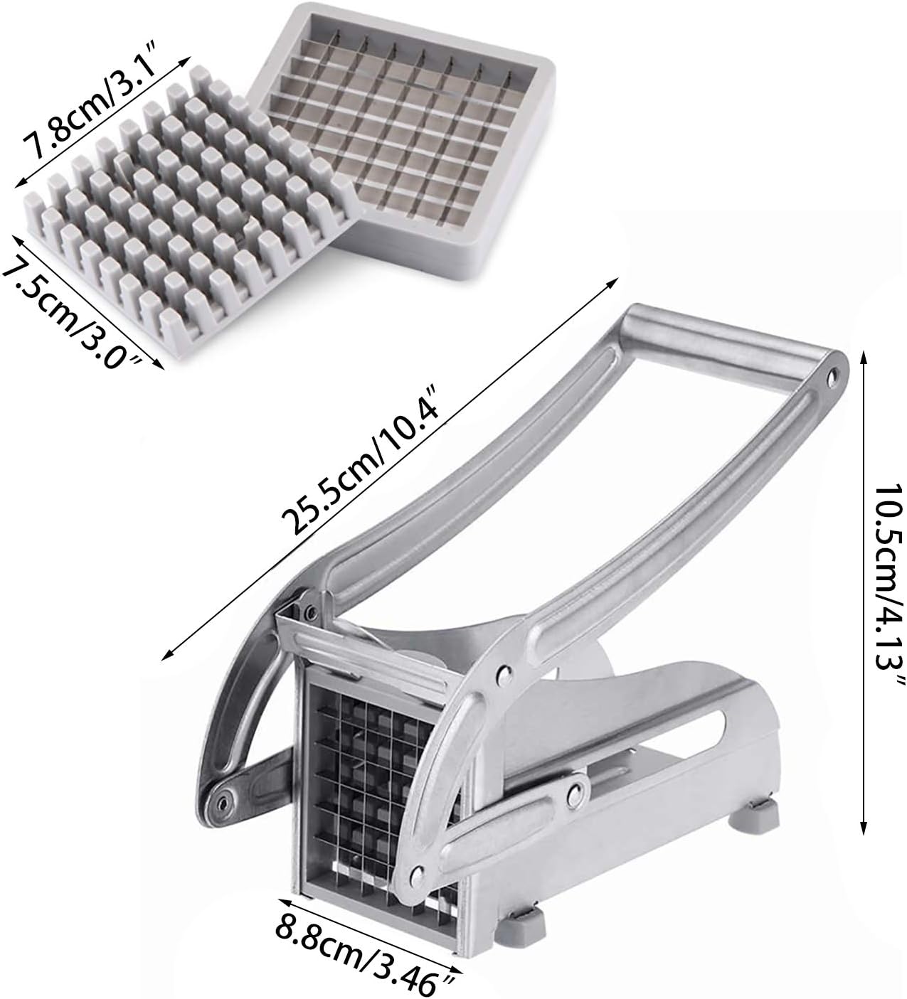 MAXGOODS Stainless Steel Potato Cutter Features Interchangeable ⅜” and ...