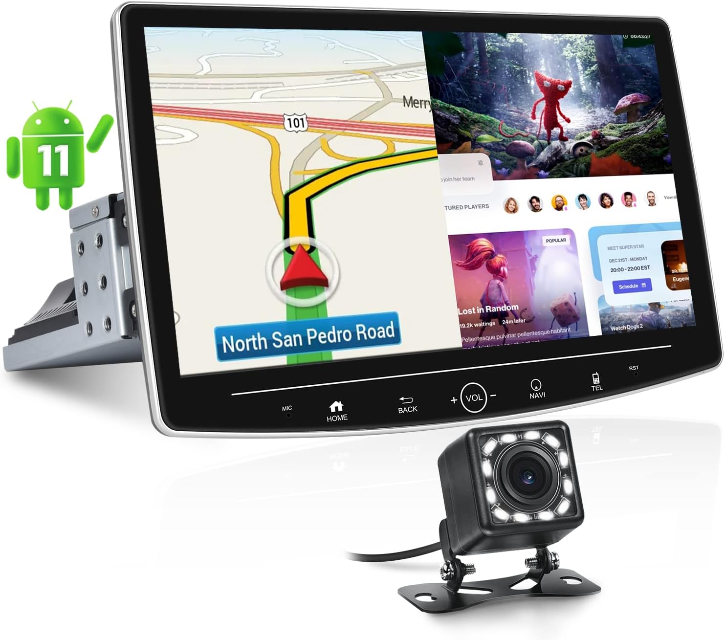 Amazon.com: Android 11 Car Radio Single Din Floating Touch Screen ...