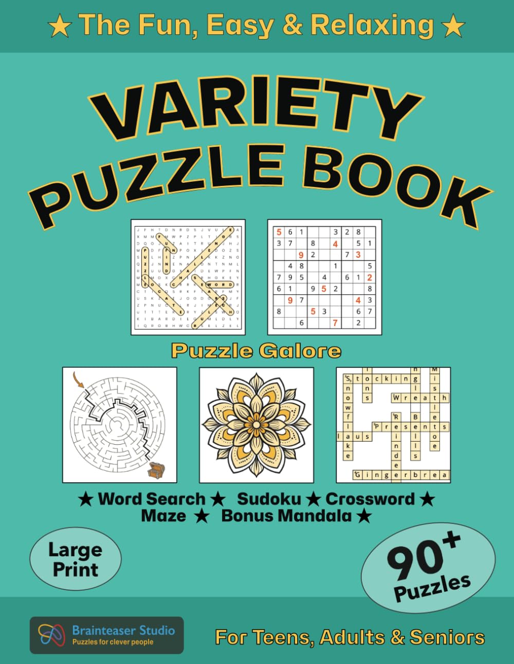Amazon.com: Variety Puzzle Book for Teens, Adults and Seniors.: The Fun, Relaxing and Easy ...